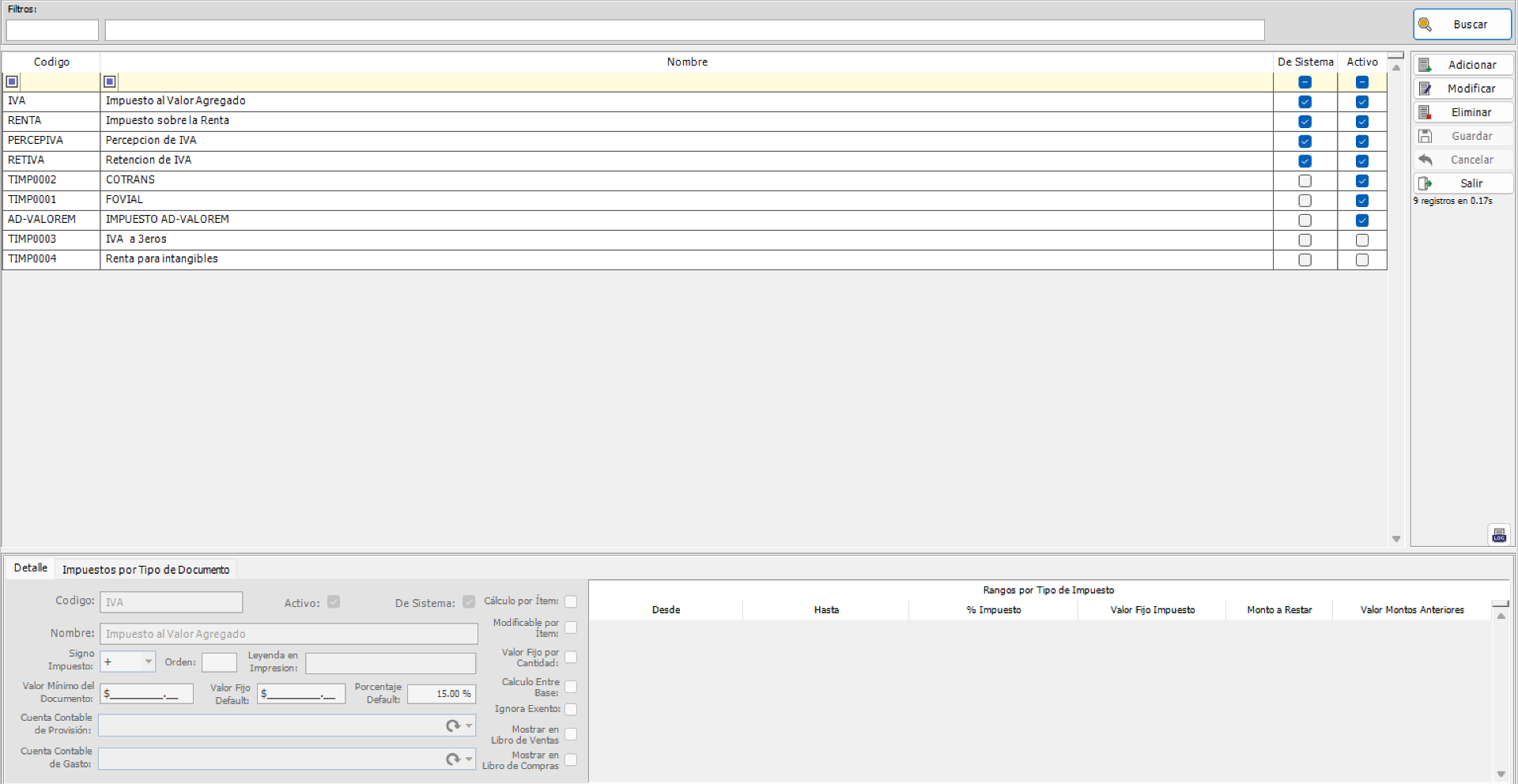 Tipos de Impuestos - Brilo ERP Docs